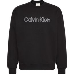 Sweatshirt Calvin Klein, Herren, Gr. L, schwarz, Sweatware, Obermaterial: 90% Baumwolle, 10% Polyester, unifarben, regular fit normal, Rundhals, B&uuml;ndchen, Sweatshirts Sweatshirt, Rundhalsausschnitt, Regular Fit, Druck