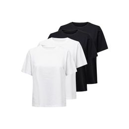 T-Shirt Only "T-Shirt ONLOnly TEE 4P 4er Pack", Damen, Gr. XS, bunt (wei&szlig;, schwarz), Obermaterial: 100% Baumwolle CO., Shirts T-Shirt