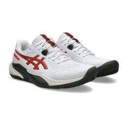 Tennisschuh asics "GEL-CHALLENGER 15 CLAY", Herren, Gr. 42,5, wei&szlig;, cherry tomato, Synthetik, Schuhe, Sandplatzschuhe f&uuml;r Aschepl&auml;tze