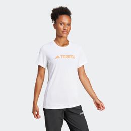 Funktionsshirt adidas terrex "W MT LOG TECH T", Damen, Gr. M, wei&szlig;, Obermaterial: 100% Polyester, normal, Rundhals, Shirts Funktionsshirt