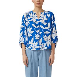 Schlupfbluse s.Oliver, Damen, Gr. 36, cobalt aop, Web, Obermaterial: 82% Viskose, 18% Polyamid, bedruckt, l&auml;ssig geschnitten h&uuml;ftbedeckend, Rundhals, elastischer Bund, Blusen Schlupfbluse, 3/4-Arm-Sommerbluse mit Viskose
