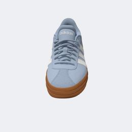 Plateausneaker adidas Sportswear "VL COURT BOLD", Damen, Gr. 36, crystal sky, core wei&szlig;, gold metallic, Leder, Synthetik, Schuhe Plateausneaker, inspiriert vom Design des adidas gazelle bold