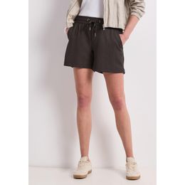 Shorts Street One, Damen, Gr. 36, braun (deep earth), Stoff, 59% Polyester, 40% Viskose, 1% Elasthan, unifarben, regular fit normal, Hosen Shorts, Middle Waist