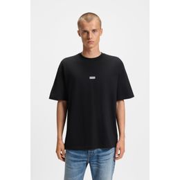 T-Shirt Hugo "Nalono", Herren, Gr. XXL, schwarz (schwarz005), Single Jersey, Obermaterial: 100% Baumwolle, Rundhals, eingesetzt normaler Saum, Shirts T-Shirt, mit Logodruck, Oversized Look mit Backprint
