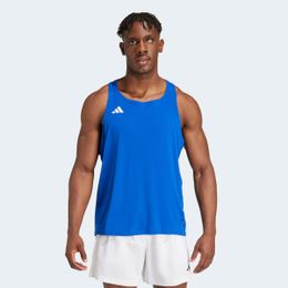 Lauftop adidas Performance "ADIZERO E SNGLT", Herren, Gr. M, blau (royal blau), Obermaterial: 100% Polyester, Rundhals, Tops