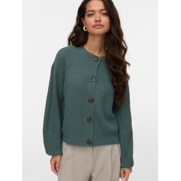 V&eacute;ro Moda Strickjacke VERO MODA "VMLEA LS O-NECK CARDIGAN NOOS", Damen, Gr. L, gr&uuml;n (balsam gr&uuml;n), Strick, Obermaterial: 100% Polyacryl, unifarben, loose fit h&uuml;ftlang, Rundhals, Strickjacken Strickjacke