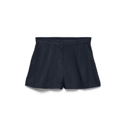 V&eacute;ro Moda Shorts VERO MODA "VMROSIE MW SHORT SHORTS NOOS", Damen, Gr. L, N-Gr, sky captain, Web, Obermaterial: 85% Viskose, 15% Leinen, unifarben, kurz, Hosen Shorts, Viskosemischung, mit Leinen, regular waist, teil-elastisches B&uuml;ndchen