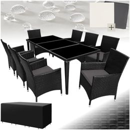 TecTake&reg; Aluminium Rattan Sitzgruppe, wetterfest und UV-best&auml;ndig, mit Sicherheitsglasplatten, inklusive Schutzh&uuml;lle