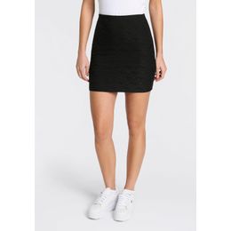 Minirock Hugo "Nappley", Damen, Gr. L, schwarz 001, Web, Obermaterial: 95% Polyester, 5% Elasthan, unifarben, figurbetont mini, R&ouml;cke Minirock, mit Herz-Logo-Jacquard