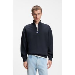 Sweatshirt Hugo "Neeler", Herren, Gr. S, dunkelblau405, Sweatware, Obermaterial: 100% Baumwolle, regular fit h&uuml;ftlang, B&uuml;ndchen, Sweatshirts Sweatshirt, mit Troyerkragen