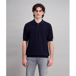 Poloshirt "Polo Strick mit zipper", Herren, Gr. L, night sky, Jersey, Obermaterial: 100% Baumwolle, Pioneer Authentic Jeans, unifarben, regular fit normal, ohne Ausschnitt, gerader Abschluss, Shirts, mit Rippb&uuml;ndchen