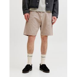 Jack & Jones Shorts JACK & JONES "JPSTTONY ORIGINAL 017 SHORTS MID SN", Herren, Gr. L, N-Gr, crockery, Web, Obermaterial: 100% Baumwolle, unifarben, loose fit ca. Mitte Oberschenkel, Hosen Shorts, Baumwolle, locker geschnitten
