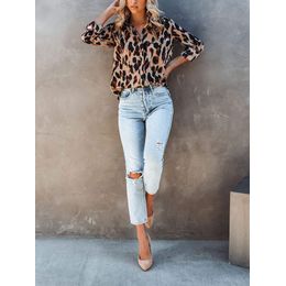 Milan Kiss Bluse in Beige/ Hellbraun/ Schwarz - 52% | Gr&ouml;&szlig;e M | Damen-blusen