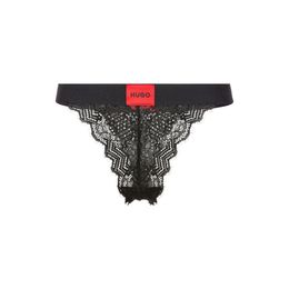 String HUGO UNDERWEAR "STRING RL LACE", Damen, Gr. L, schwarz, Jersey, Obermaterial: 84% Polyamid, 16% Elasthan, unifarben mit Farbeinsatz, k&ouml;rpernah, Unterhosen String, mit Logoschriftzug auf dem Bund