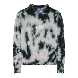 Strickpullover Hugo, Herren, Gr. L, schwarz001, Strick, Obermaterial: 100% Baumwolle, unifarben, oversize normal, Rundhals, Rippb&uuml;ndchen, Pullover Strickpullover, Batik-Effekt, Oversized Fit, gedrucktes Hugo-Logo