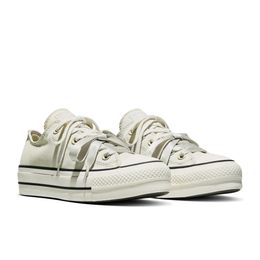 Sneaker Converse "CHUCK TAYLOR ALL STAR LIFT PLATFORM PEACHED CANVAS", Damen, Gr. 36, sage smoke, egret, schwarz, Synthetik, Schuhe Sneaker, f&uuml;r den Alltag, mit profiliertem Laufsohlenprofil, mit Schn&uuml;rung