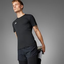 Laufshirt adidas Performance "ADIZERO E TEE", Herren, Gr. L, schwarz, Obermaterial: 100% Polyester, normal, Rundhals, Shirts Laufshirt