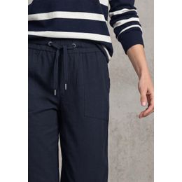 Stoffhose Street One, Damen, Gr. 36, L&auml;nge 28, tiefblau, Stoff, 66% Baumwolle, 30% Polyester, 4% Elasthan, unifarben, regular fit kn&ouml;chelfrei, Hosen Stoffhose, Elastikbund mit Tunnelzug
