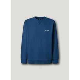 Sweatshirt Pepe Jeans "JOHN CREW", Herren, Gr. L, ink blau, Sweatware, Obermaterial: 100% Baumwolle, unifarben, h&uuml;ftbedeckend, Rundhals, Rippb&uuml;ndchen, Sweatshirts Sweatshirt, mit Rippeinsatz am Rundhals, Logoschriftzug