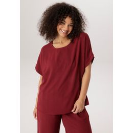 Schlupfbluse ANISTON PLUS, Damen, Gr. 44, dunkelrot, Piqu&eacute;, Obermaterial: 100% Polyester, unifarben, figurumspielend Po-bedeckend, Rundhals, Blusen Schlupfbluse, in weicher Pique-Qualit&auml;t