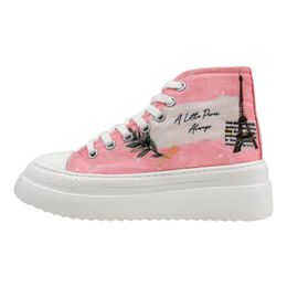 Sneaker DOGO "Fiora High-Top Sneaker A Little Paris Always Damen Sneaker", Damen, Gr. 36, Normalschaft, rosa, Textil, Schuhe Sneaker, Handgefertigt