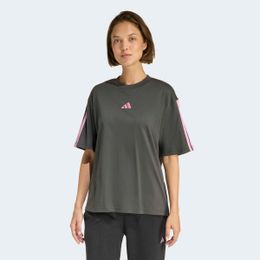 T-Shirt adidas Sportswear "W 3S SJ BF T", Damen, Gr. XS, grau six, st tropic bloom, Obermaterial: 100% Baumwolle, normal, Rundhals, Shirts T-Shirt, lockere Passform, Kurzarmdesign, sportlicher Stil, aus Baumwolle
