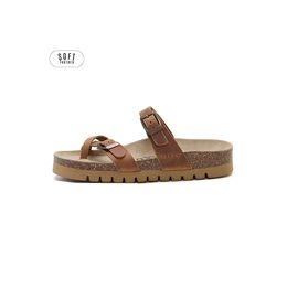 teegu Leder-Zehentrenner in Hellbraun - 49% | Gr&ouml;&szlig;e 39 | Damen-sandalen