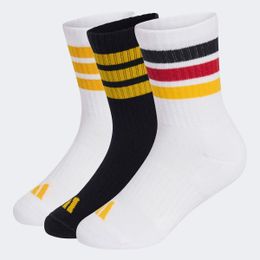Funktionssocken adidas Performance "3S KD C CRW 3P", M&auml;dchen, Gr. 31-33, wei&szlig;, schwarz, collegiate gold, Obermaterial: 63% Baumwolle, 32% Polyester, 4% Elasthan, 1% Polyamid, Socken