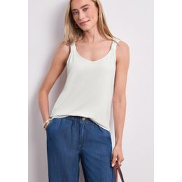 Tr&auml;gertop Street One, Damen, Gr. 36, sanftes wei&szlig;, Stoff, 95% Viskose, 5% Elasthan, unifarben, regular fit normal, V-Ausschnitt, abgesteppt, Tops Tr&auml;gertop, aus stretchigem Viskosematerial