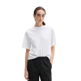 Marc O'Polo T-Shirt MARC O'POLO "aus Interlock-Jersey", Damen, Gr. L, wei&szlig;, Obermaterial: 100% Baumwolle, unifarben, Basic, loose fit, Rundhals, normaler Saum, Shirts T-Shirt