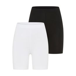 Radlerhose Tamaris "aus softer Jersey-Qualit&auml;t mit bequemem Gummizug", Damen, Gr. 34, N-Gr, schwarz-wei&szlig; (schwarz, wei&szlig;), Jersey, Obermaterial: 95% Baumwolle, 5% Elasthan. Obermaterial wei&szlig;: 95% Baumwolle, 5% Elasthan, Basic, sehr figurbetont kurz, Hosen Radlerhose, zum Unterziehen unter Kleidern und R&ouml;cken - im Set