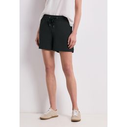 Shorts Street One, Damen, Gr. 34, schwarz (pine grove gr&uuml;n), Stoff, 59% Polyester, 40% Viskose, 1% Elasthan, unifarben, regular fit normal, Hosen Shorts, Middle Waist