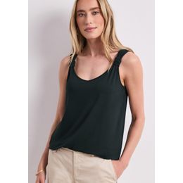 Tr&auml;gertop Street One, Damen, Gr. 34, deep bound gr&uuml;n, Stoff, 95% Viskose, 5% Elasthan, unifarben, regular fit normal, V-Ausschnitt, abgesteppt, Tops Tr&auml;gertop, aus stretchigem Viskosematerial