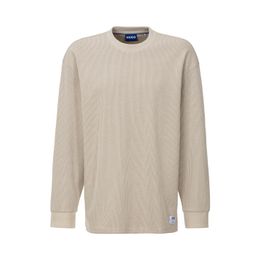 Langarmshirt Hugo "Nuwolo", Herren, Gr. L, wei&szlig; (open wei&szlig;121), Single Jersey, Obermaterial: 87% Baumwolle, 13% Polyamid, unifarben, l&auml;ssig geschnitten normal, Rundhals, breiter Bund, Shirts Langarmshirt, Rundhalsausschnitt, l&auml;ssig geschnitten, Logo-Badge