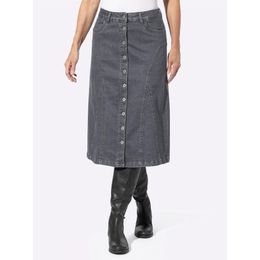 Jeansrock Inspirationen, Damen, Gr. 44, grau (grau, denim), 98% Baumwolle, 2% Elasthan, unifarben, wadenlang, R&ouml;cke Jeansrock