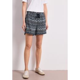 Shorts Street One, Damen, Gr. 34, frozen wave, Stoff, 88% Viskose, 12% Polyamid, gestreift, loose fit kniefrei, Hosen Shorts, mit allover Print