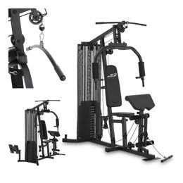 ArtSport Kraftstation ProfiGym 3000 mit 14 Gewichten, 77 kg - Bizeps, Lattzug, Butterfly - Schwarz