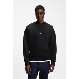 Sweatshirt Hugo "Nedro", Herren, Gr. S, schwarz (schwarz001), Sweatware, Obermaterial: 100% Baumwolle, unifarben, regular fit normal, Rundhals, B&uuml;ndchen, Sweatshirts Sweatshirt, Rundhalsausschnitt, Regular Fit, Logo-Patch
