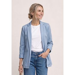 Jackenblazer Street One, Damen, Gr. 40, cashmere blau, Web, Obermaterial: 83% Polyester, 14% Viskose, 3% Elasthan, unifarben, l&auml;ssig geschnitten h&uuml;ftbedeckend, tiefer V-Ausschnitt, Aufschlag, Blazer, im langen und offenen Schnitt