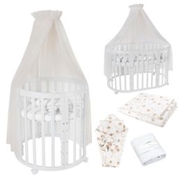 Waldin Babybett OWAL Kinderbett 7in1 mit Matratze, mitwachsendes Kinder-Bett