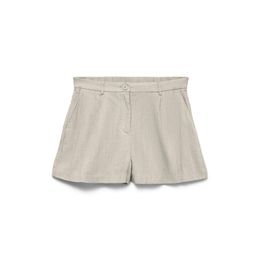 V&eacute;ro Moda Shorts VERO MODA "VMROSIE MW SHORT SHORTS NOOS", Damen, Gr. L, N-Gr, moonbeam, Web, Obermaterial: 85% Viskose, 15% Leinen, unifarben, kurz, Hosen Shorts, Viskosemischung, mit Leinen, regular waist, teil-elastisches B&uuml;ndchen