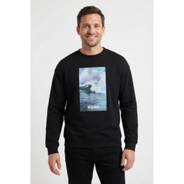 Sweatshirt Hugo "Nofintex", Herren, Gr. XL, schwarz001, Sweatware, Obermaterial: 100% Baumwolle, unifarben, regular fit normal, Rundhals, B&uuml;ndchen, Sweatshirts Sweatshirt, Rundhalsausschnitt, Regular Fit, Foto-Druck