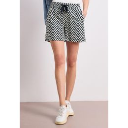Shorts Street One, Damen, Gr. 34, tiefblau, Stoff, 88% Viskose, 12% Polyamid, gestreift, loose fit kniefrei, Hosen Shorts, mit allover Print