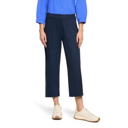 Stoffhose Betty Barclay "Damen unifarben", Damen, Gr. 36, Normalgr&ouml;&szlig;en, dunkelblau, Obermaterial: 70% Baumwolle, 26% Polyester, 4% Elasthan, straight fit 3/4-L&auml;nge, Hosen Stoffhose