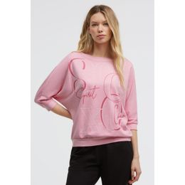 Sweater SOCCX, Damen, Gr. L, pink, Sweatware, Material: 50% Baumwolle, 50% Polyester, Glitzermuster, bedruckt, regular fit normal, Rundhals, Fledermaus&auml;rmel Rippb&uuml;ndchen, Sweatshirts Sweater, mit Fledermaus&auml;rmeln