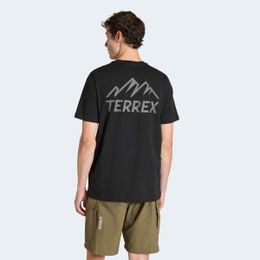 Funktionsshirt adidas terrex "MOUNTAIN MIT GRAFIK", Herren, Gr. L, schwarz, Obermaterial: 100% Baumwolle, Shirts Funktionsshirt, Print T-Shirt