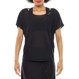 Oversize-Shirt WINSHAPE "DT105", Damen, Gr. L, schwarz (schwarz, mesh), 88% Polyester, 12% Elasthan, U-Boot-Ausschnitt, Shirts Oversize Shirt T-Shirt, Mesh