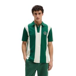 Marc O'Polo Poloshirt MARC O'POLO "aus schwerer Bio-Baumwoll-Qualit&auml;t", Herren, Gr. L, dunkelgr&uuml;n, Obermaterial: 100% Baumwolle, gestreift, regular fit, Rundhals, Shirts