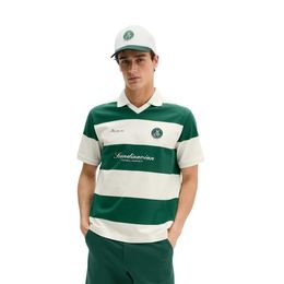 Marc O'Polo Poloshirt MARC O'POLO "aus schwerer Bio-Baumwoll-Qualit&auml;t", Herren, Gr. L, dunkelgr&uuml;n, Obermaterial: 100% Baumwolle, gestreift, regular fit, Rundhals, Rippb&uuml;ndchen, Shirts