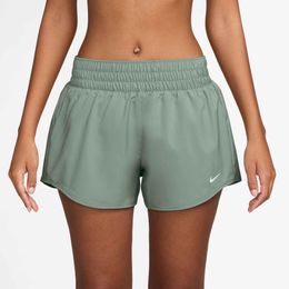 Trainingsshorts Nike "DRI-FIT ONE WOMEN'S MID-RISE BRIEF-LINED SHORTS", Damen, Gr. L, N-Gr, gr&uuml;n (steam, wei&szlig;), Obermaterial: 100% Polyester, Hosen